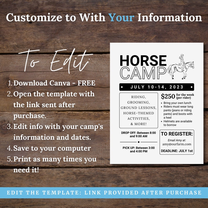 Horse Camp Flyer Template | Canva Flyer Template | Summer Camp Flyer ...