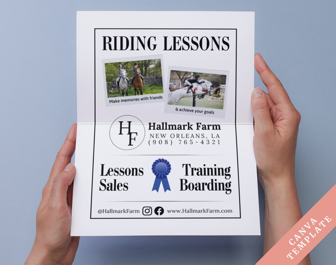 Riding Lessons Flyer Template | Canva Flyer Template | Riding Lessons ...