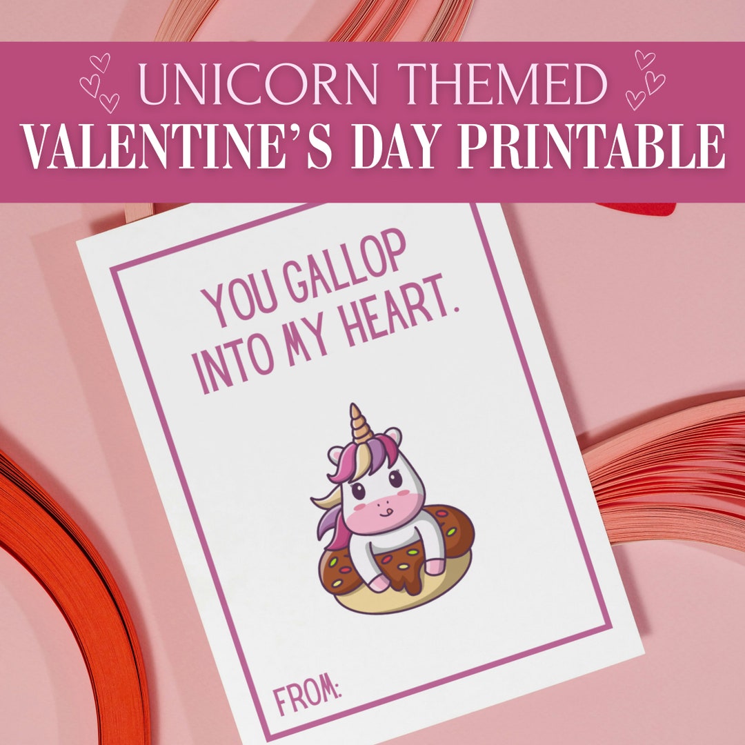 Unicorn Valentine's Day Cards | Kids' School Printable (PDF) - Etsy