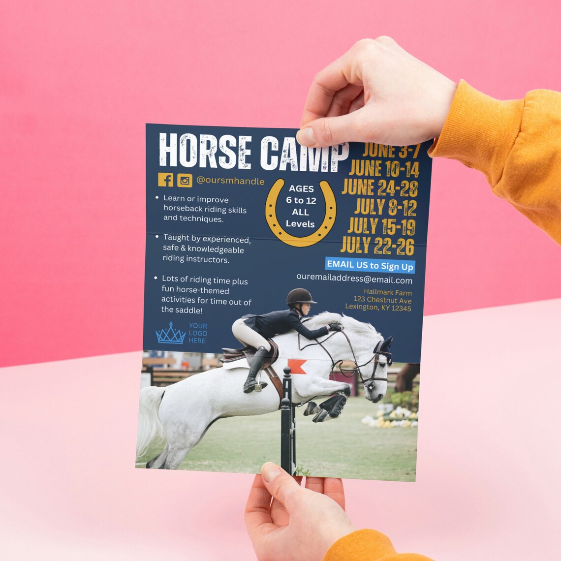 Horse Camp Flyer Template | Equestrian Summer Camp (canva, Digital ...
