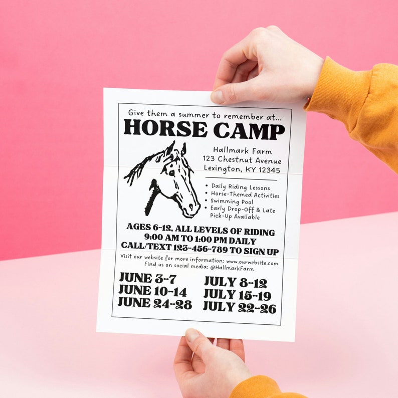 Horse Camp Flyer Template | Canva Flyer Template | Summer Camp Flyer ...