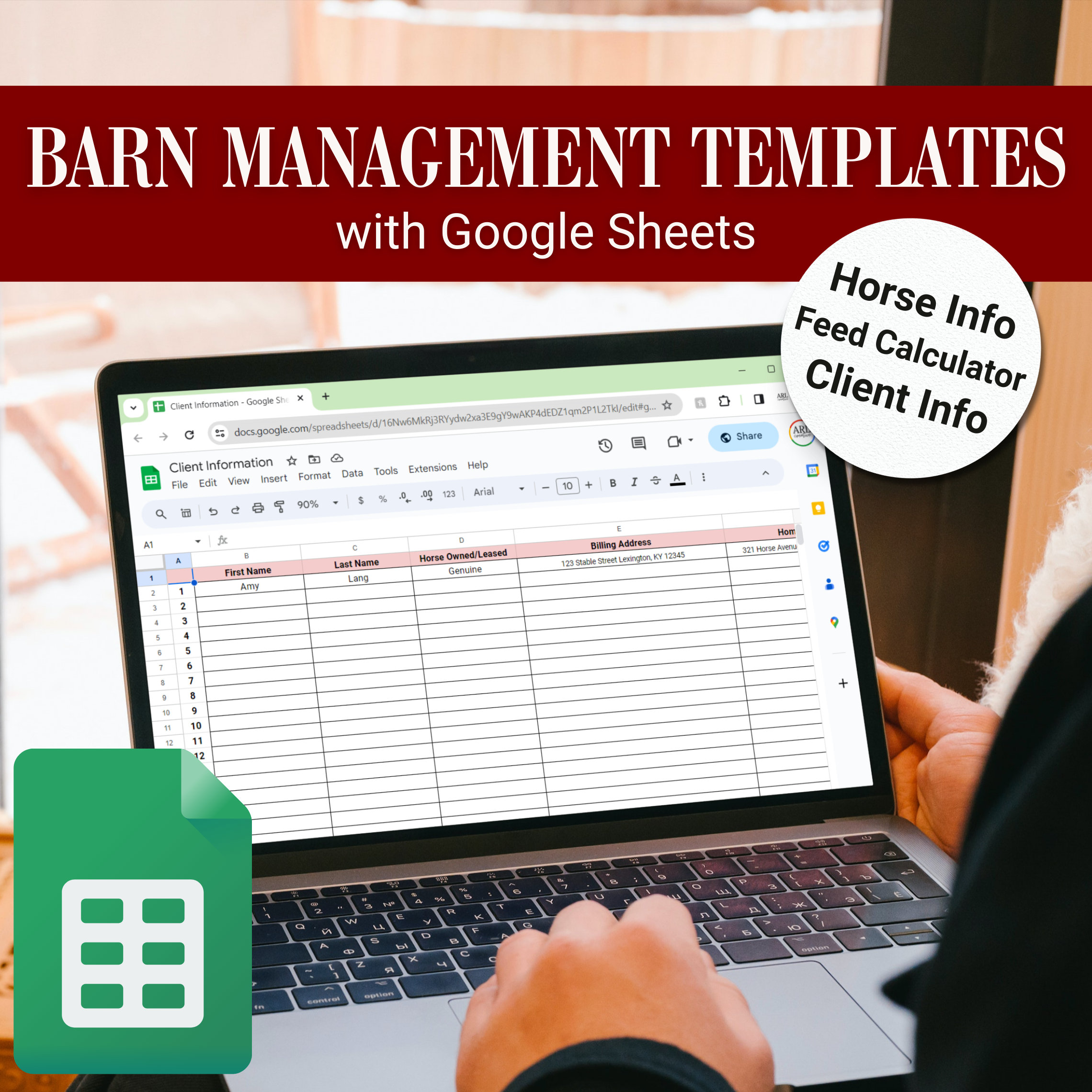 Horse Farm Management Spreadsheet | Barn or Stable Organization ...
