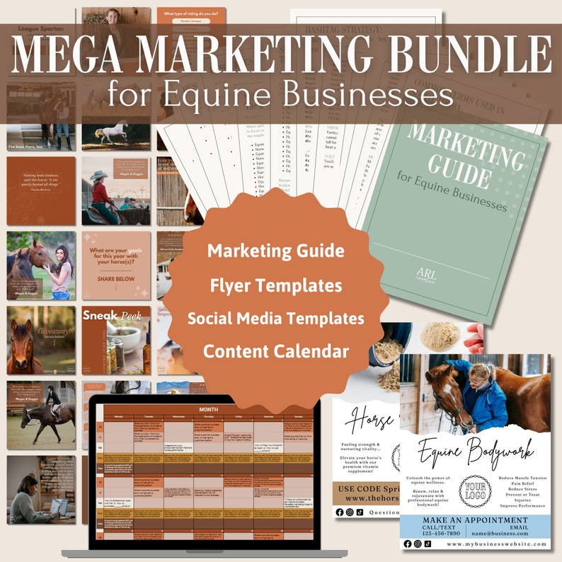 Equine Business Marketing Bundle | Canva Templates, Flyer Ad (digital ...