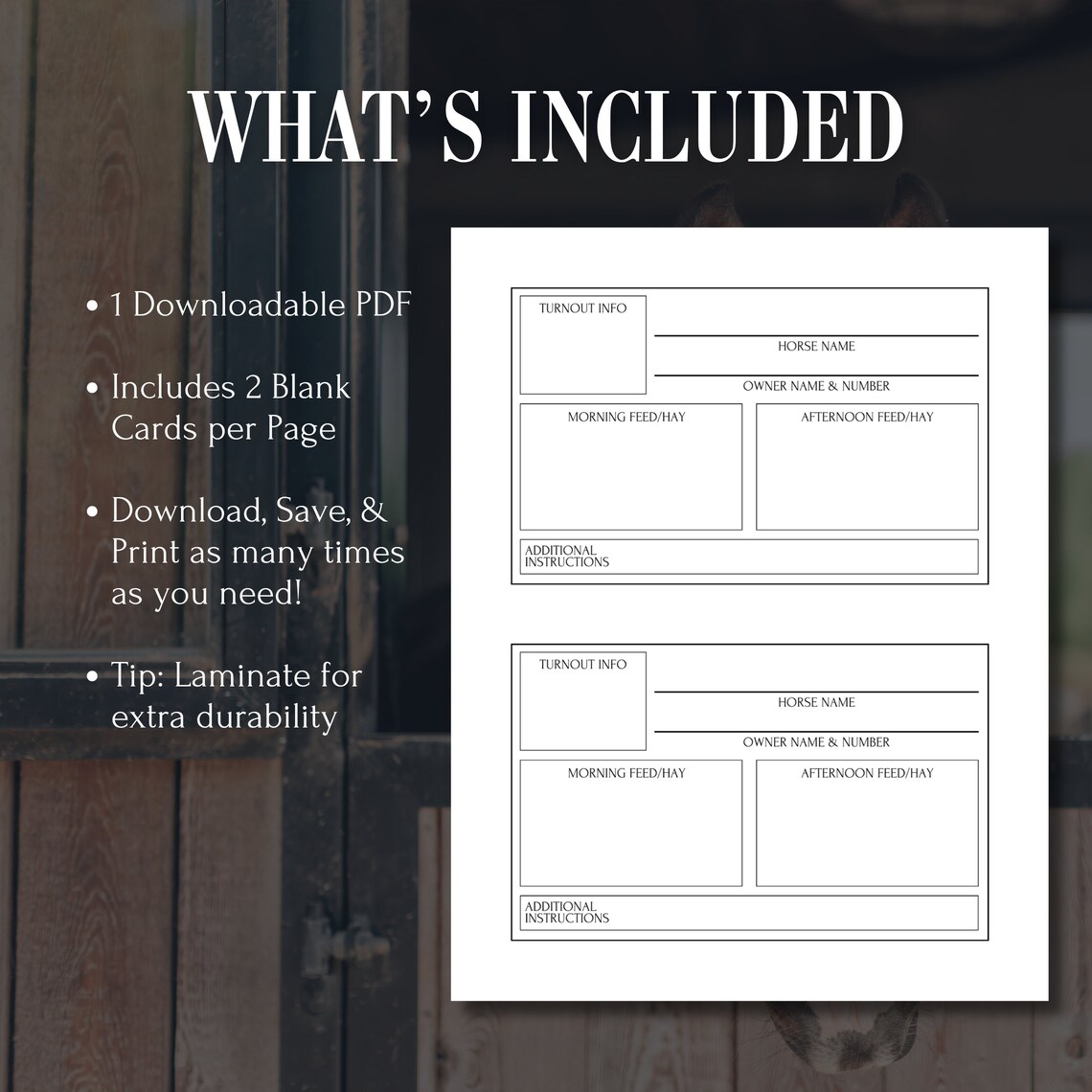 Stall Sign Printable | Horse Name Plate Stall Card | Barn Signs Equine ...