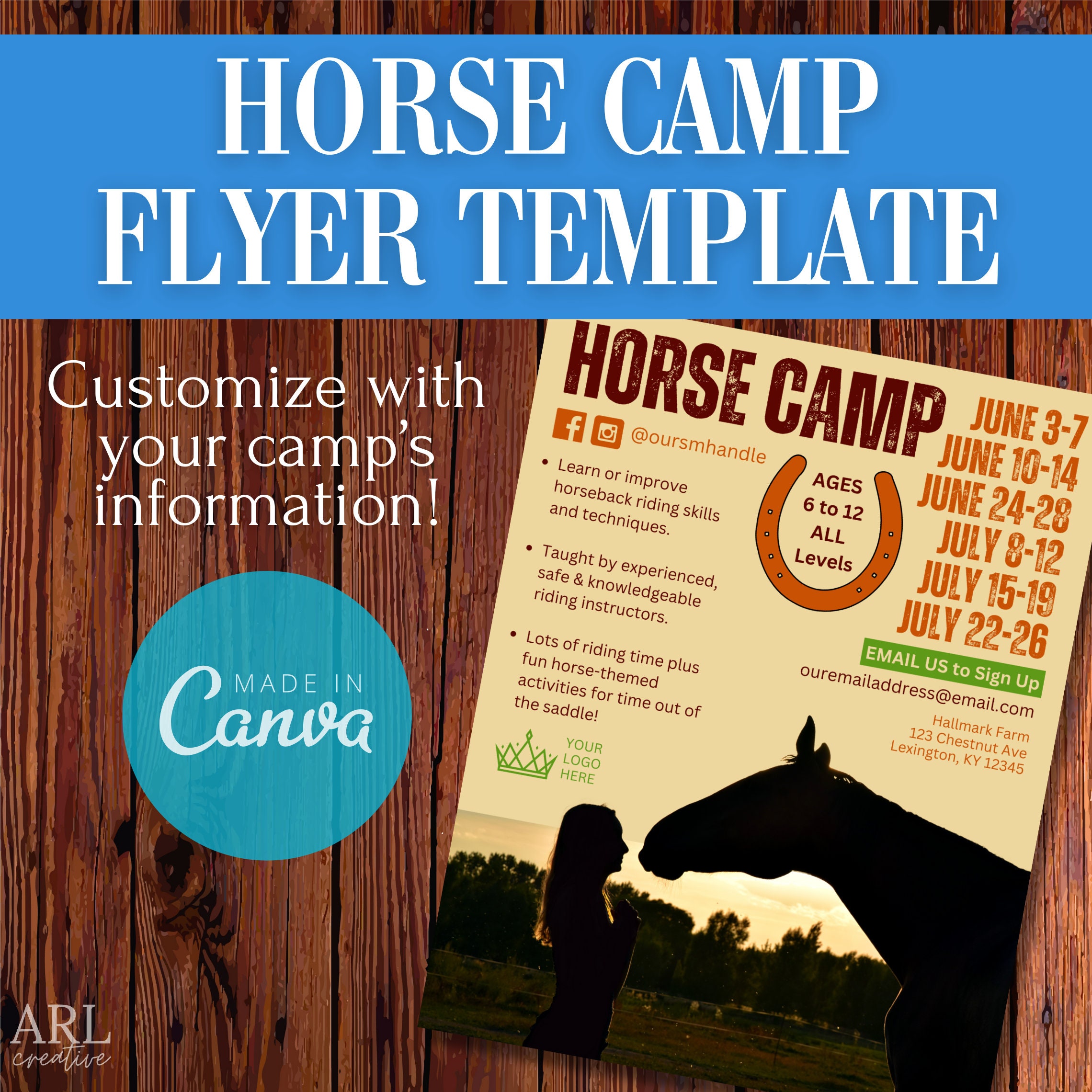 Horse Camp Flyer Template | Canva Flyer Template | Summer Camp Flyer ...