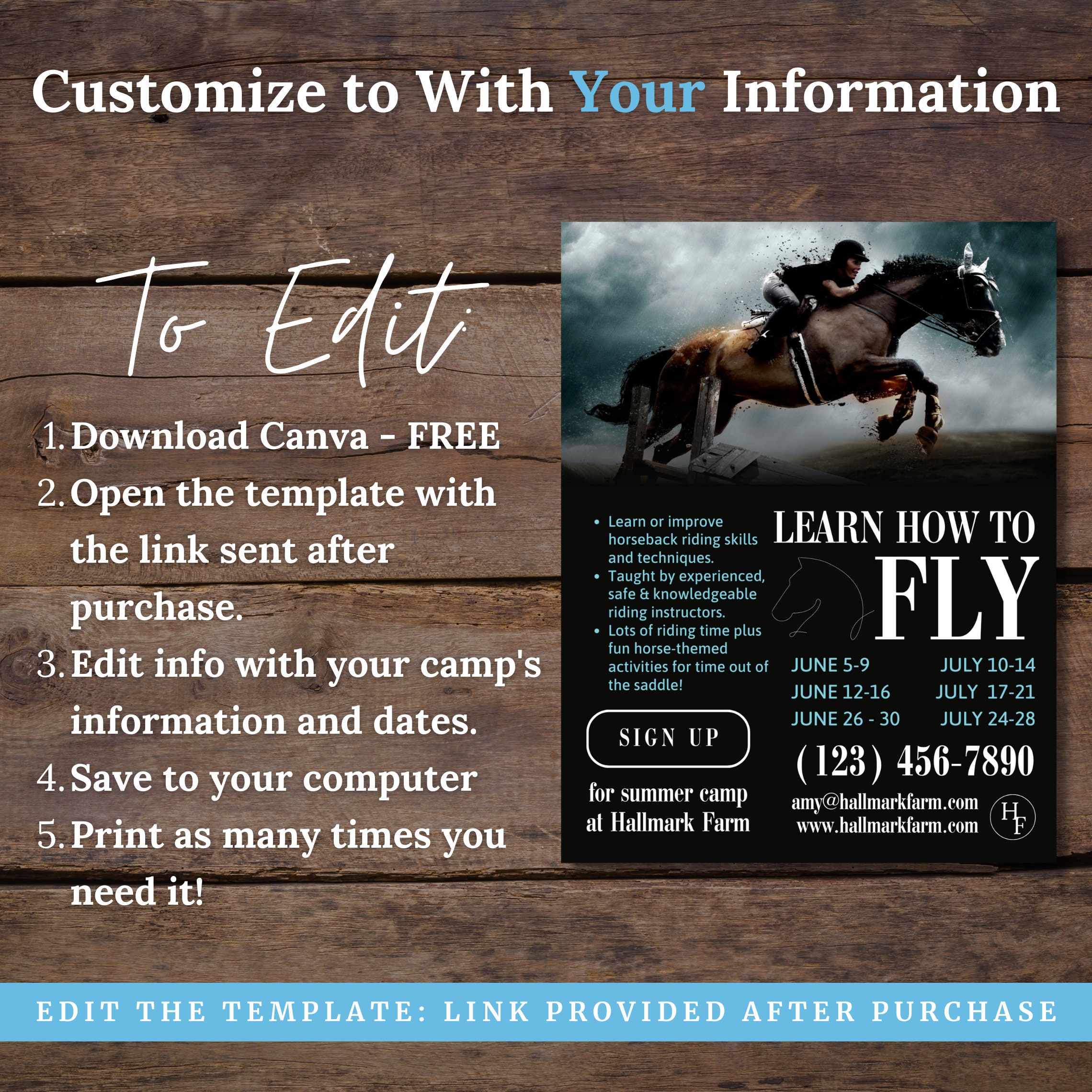 Horse Camp Canva Flyer Templates | Summer Camp Ad | Equestrian ...