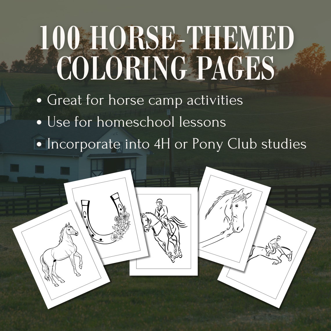 100 Horse Coloring Pages | Horses Coloring Book for Kids | Horse Camp ...