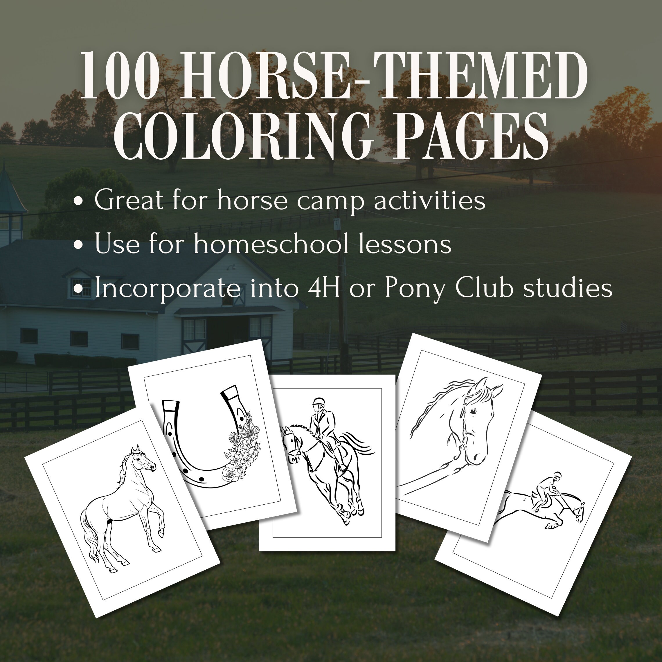 100 Horse Coloring Pages | Horses Coloring Book for Kids | Horse Camp ...