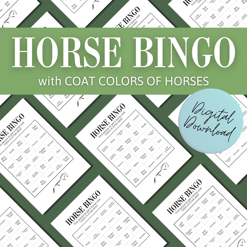 Horse Bingo Card | Horse Camp Worksheet | Horseback Riding Lesson ...