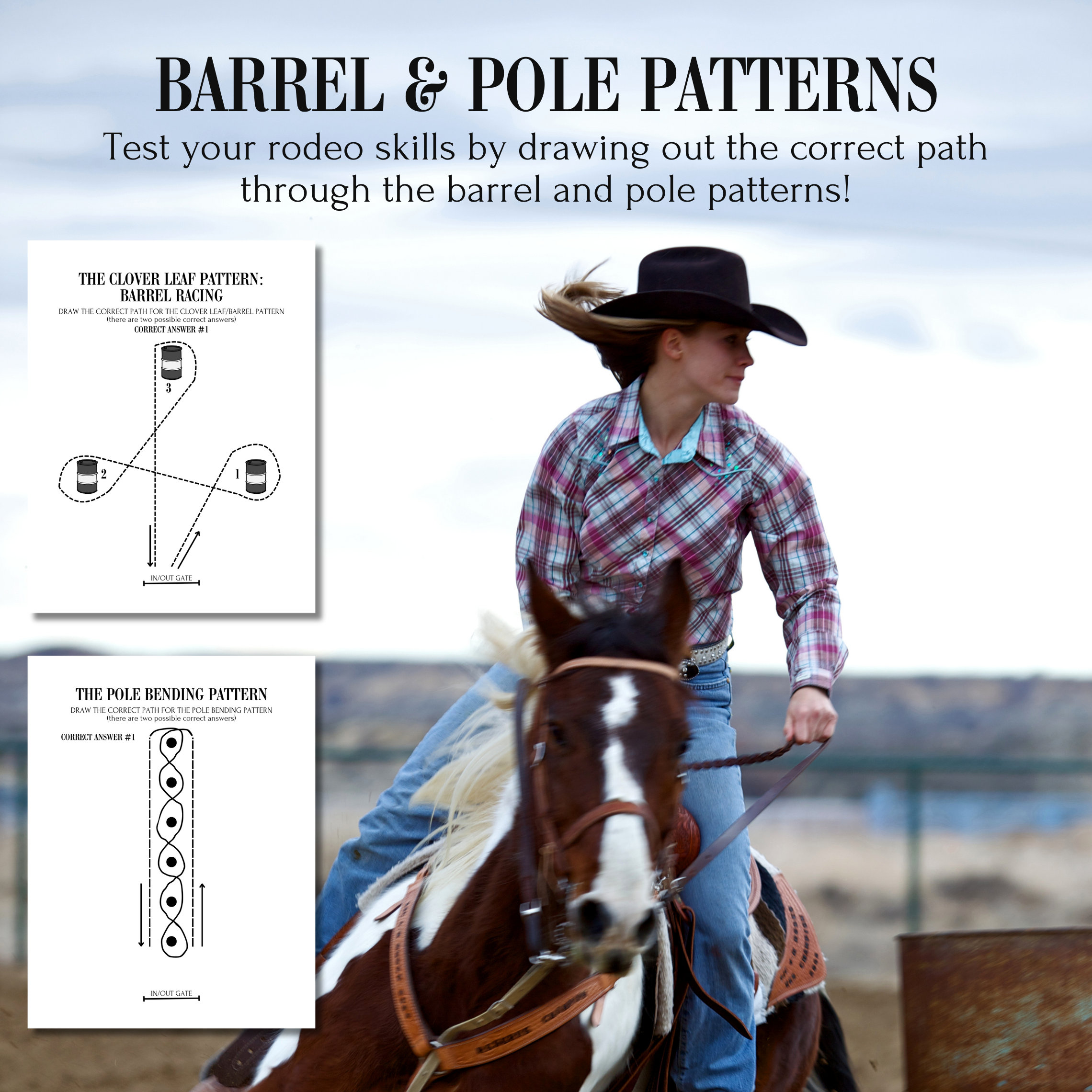 Barrel Racing & Pole Bending Patterns | Clover Leaf Pattern Diagram | Rodeo Event Pattern ...