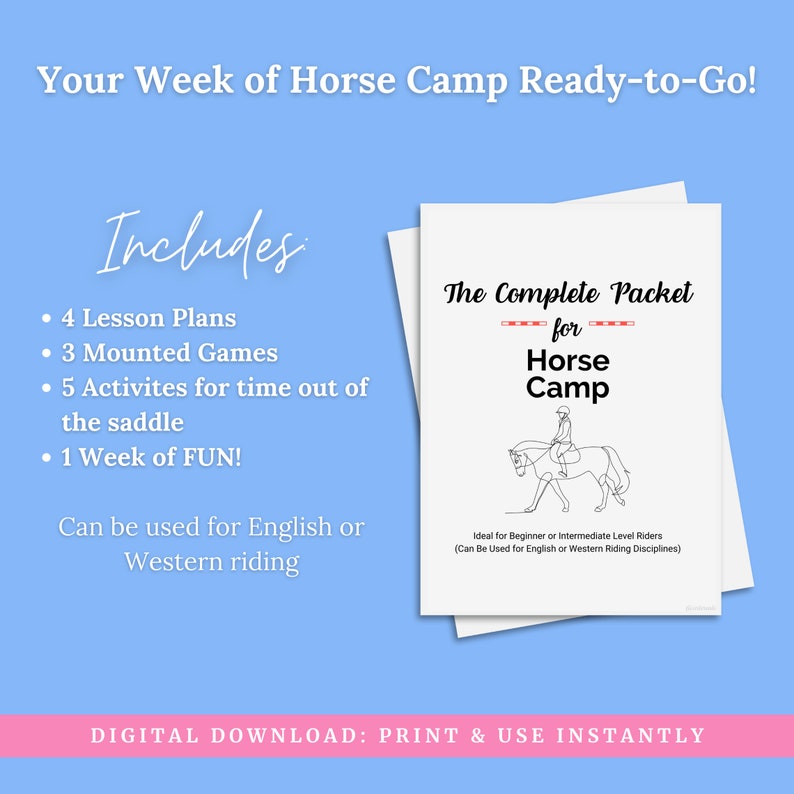 Complete Horse Camp Lessons and Activities Packet | Horseback Riding ...