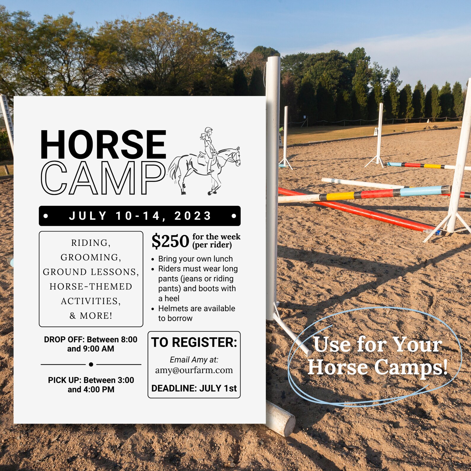 Horse Camp Flyer Template | Canva Flyer Template | Summer Camp Flyer ...