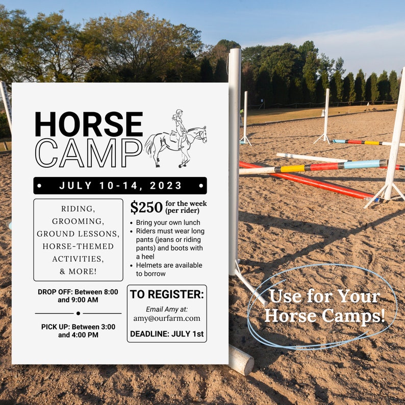 Horse Camp Flyer Template | Canva Flyer Template | Summer Camp Flyer ...