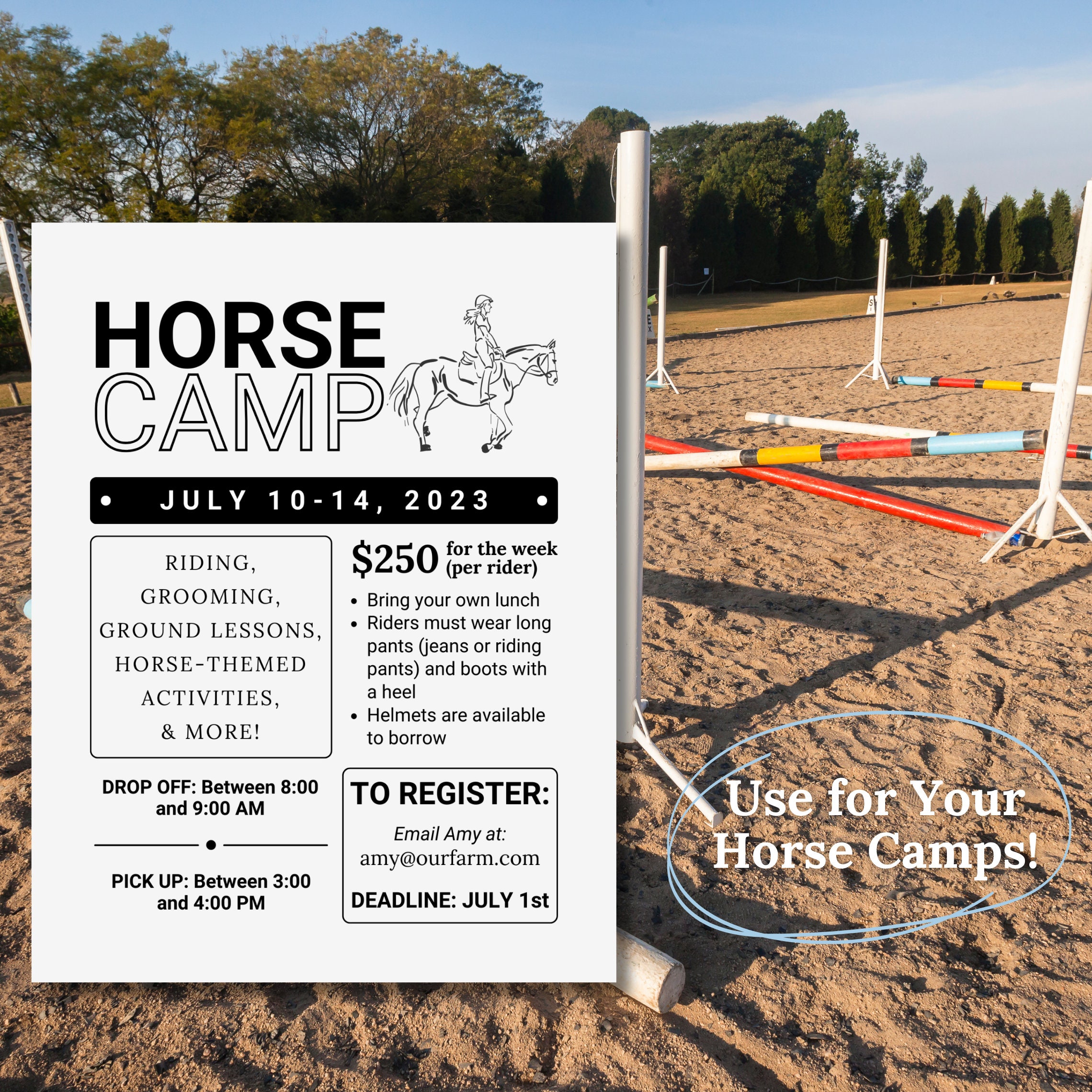 Horse Camp Flyer Template | Canva Flyer Template | Summer Camp Flyer ...