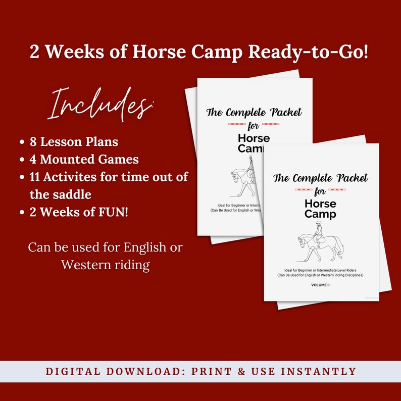 DOUBLE BUNDLE Horse Camp Lessons and Activities Packet | Horseback ...