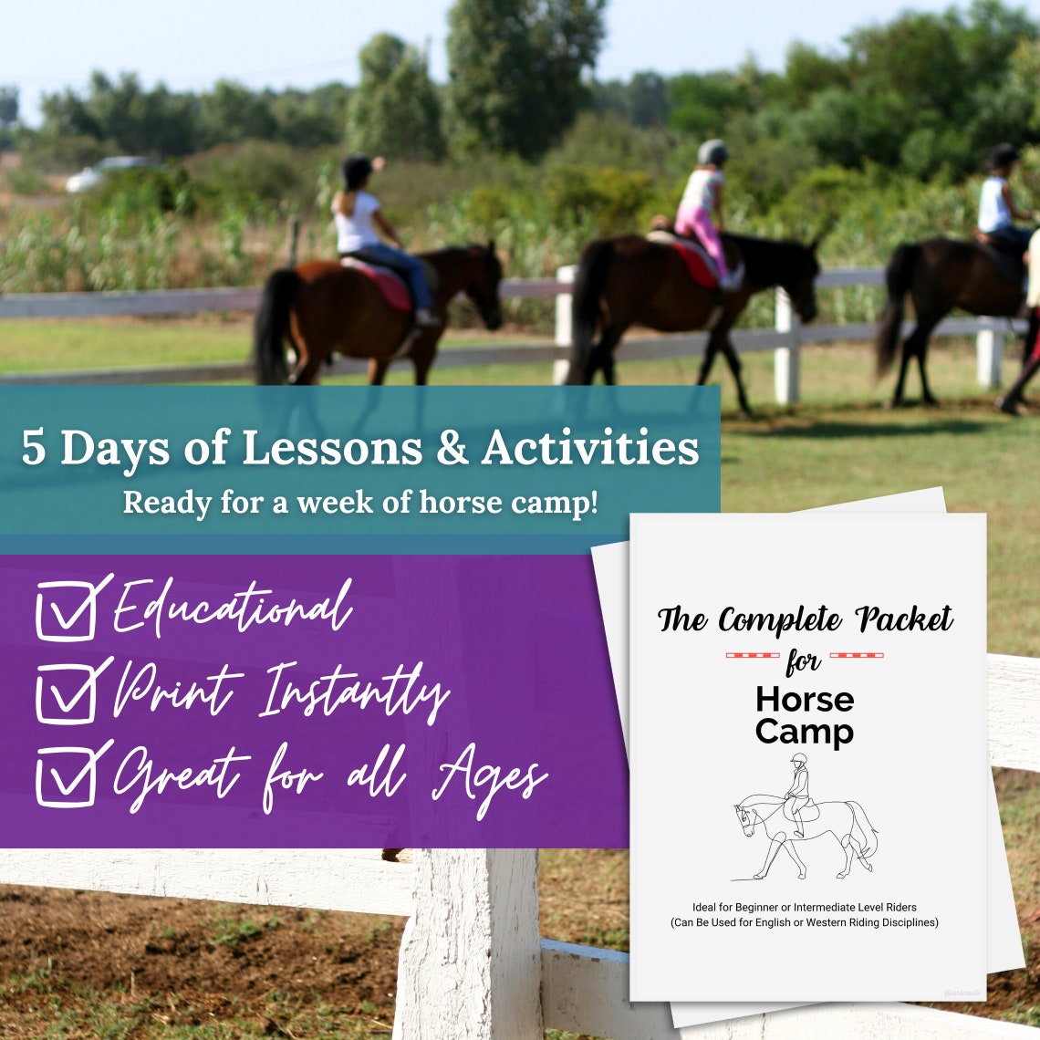 Complete Horse Camp Lessons and Activities Packet | Horseback Riding ...