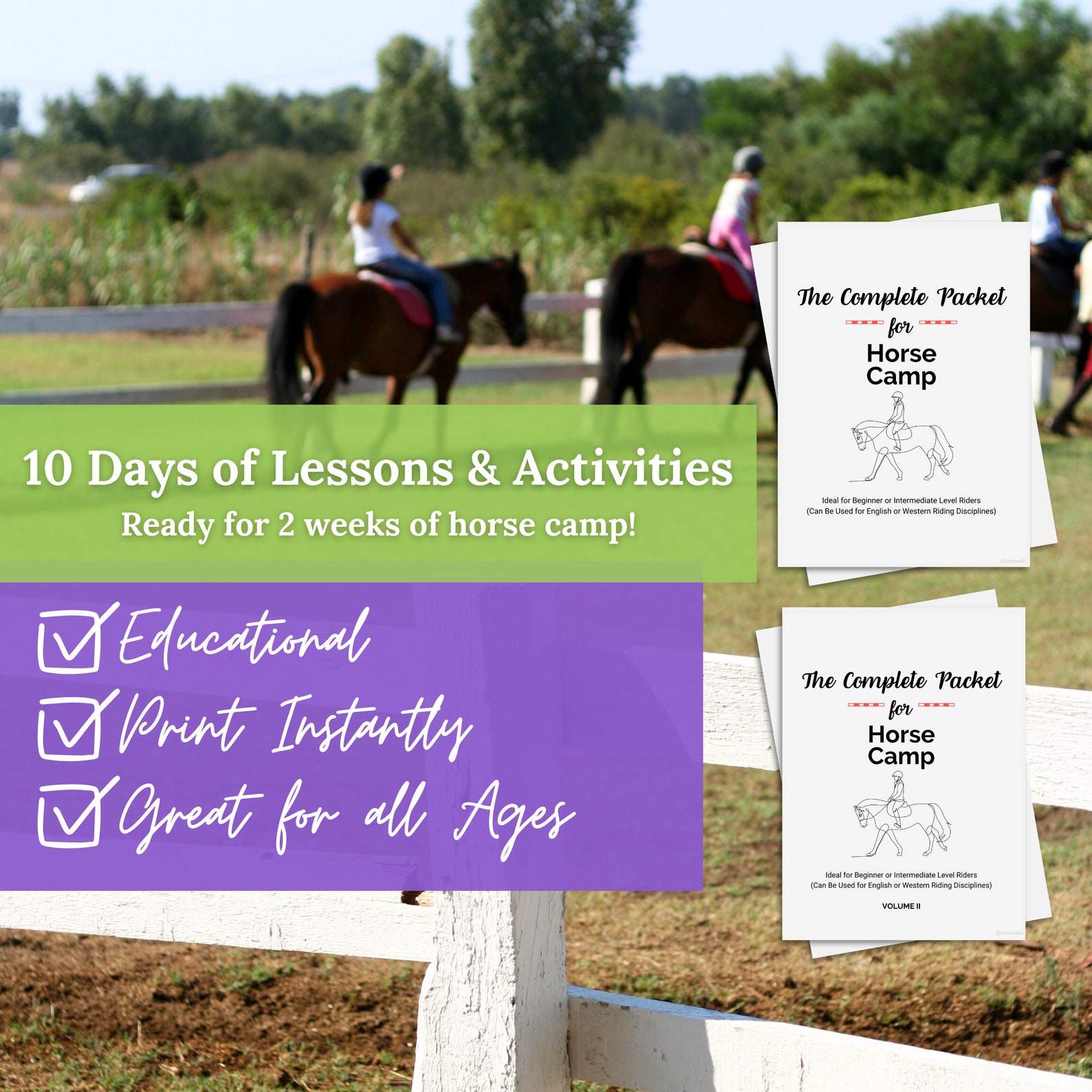 DOUBLE BUNDLE Horse Camp Lessons and Activities Packet | Horseback ...