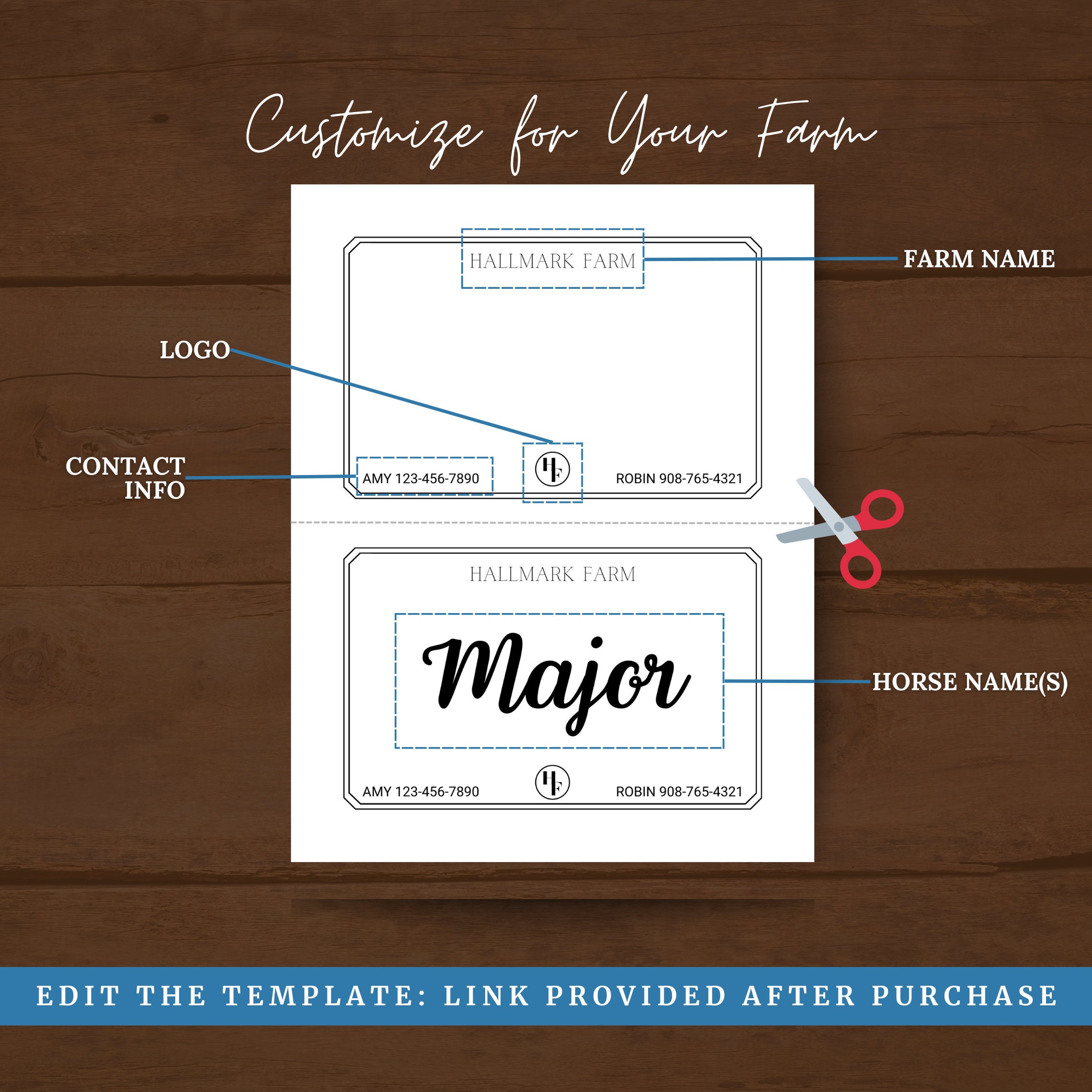 Stall Sign Template | Horse Name Plate Stall Card | Barn Signs Equine ...