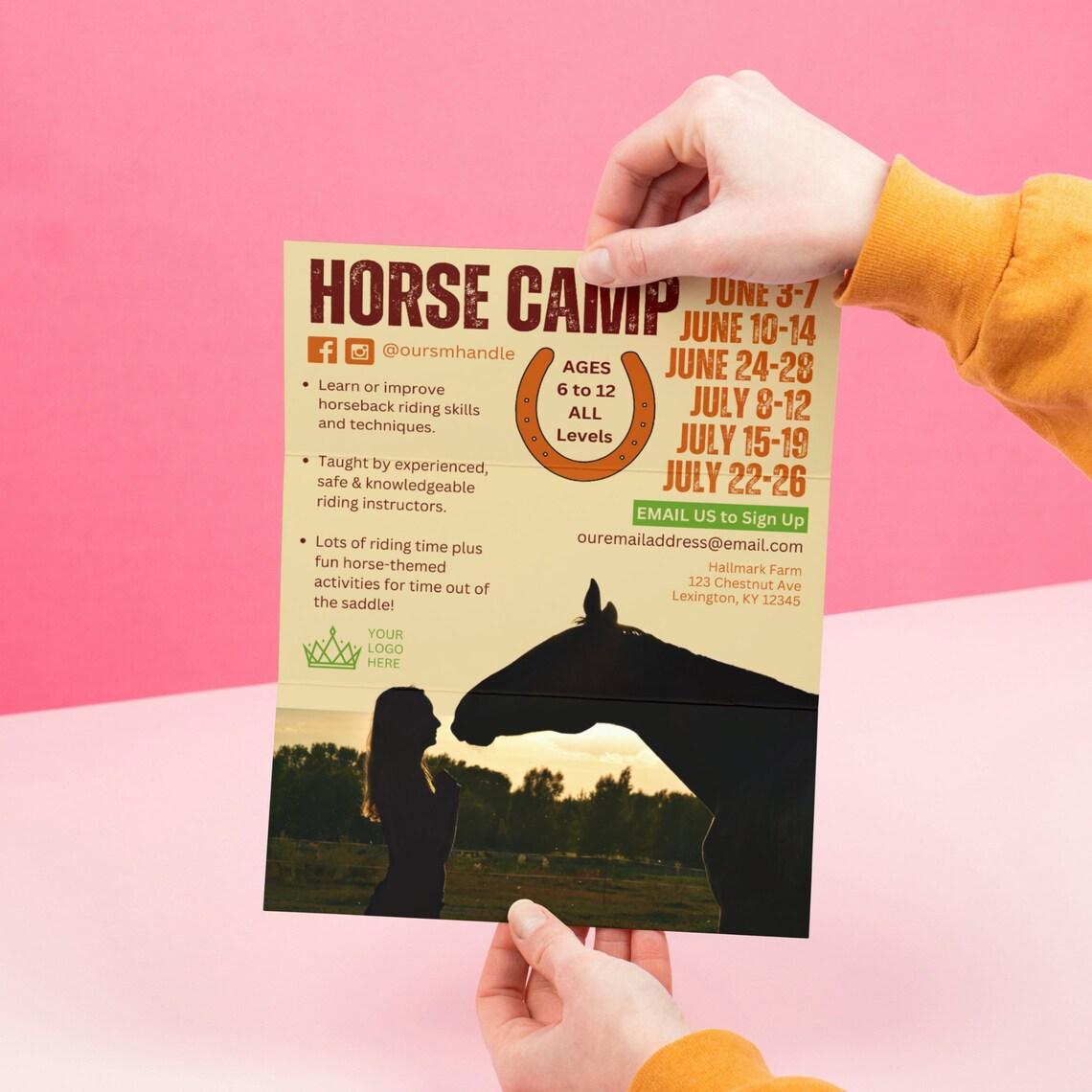 Horse Camp Flyer Template | Canva Flyer Template | Summer Camp Flyer ...