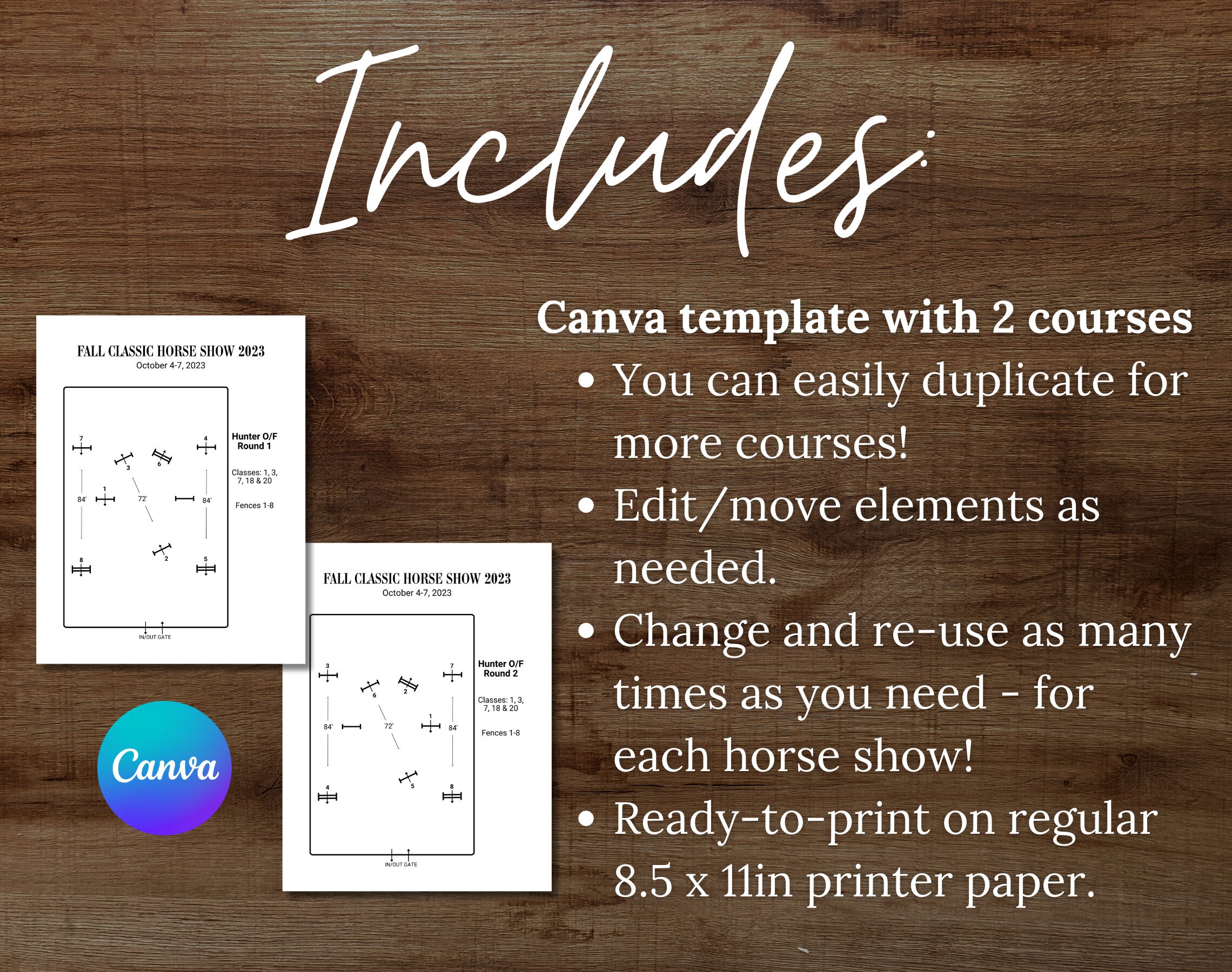Hunter Course Template | Horse Show Printable | Jumping Pattern ...