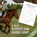 Horse Bingo Card | Horse Camp Worksheet | Horseback Riding Lesson ...