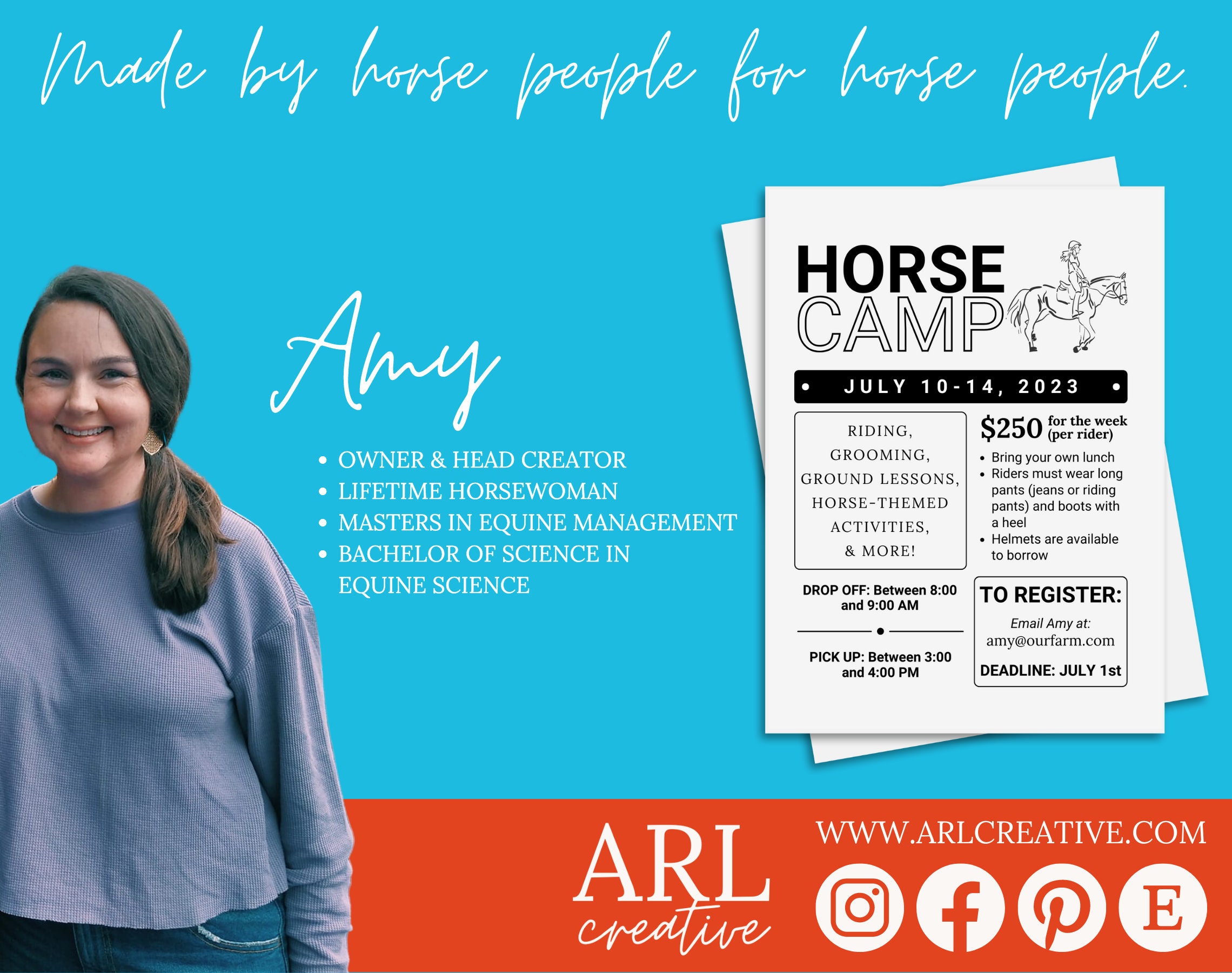 Horse Camp Flyer Template | Canva Flyer Template | Summer Camp Flyer ...