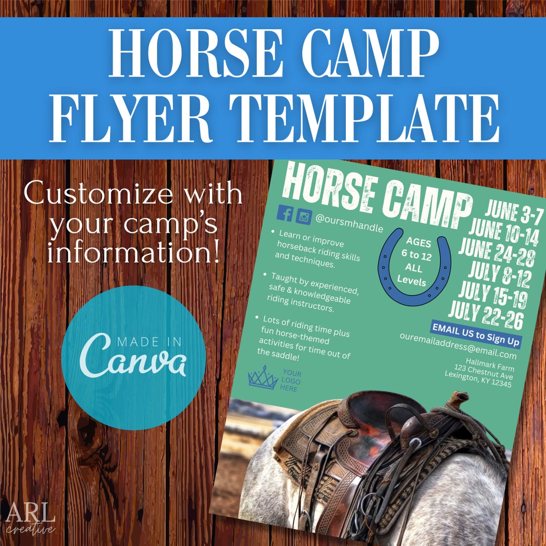 Horse Camp Flyer Template | Canva Flyer Template | Summer Camp Flyer ...