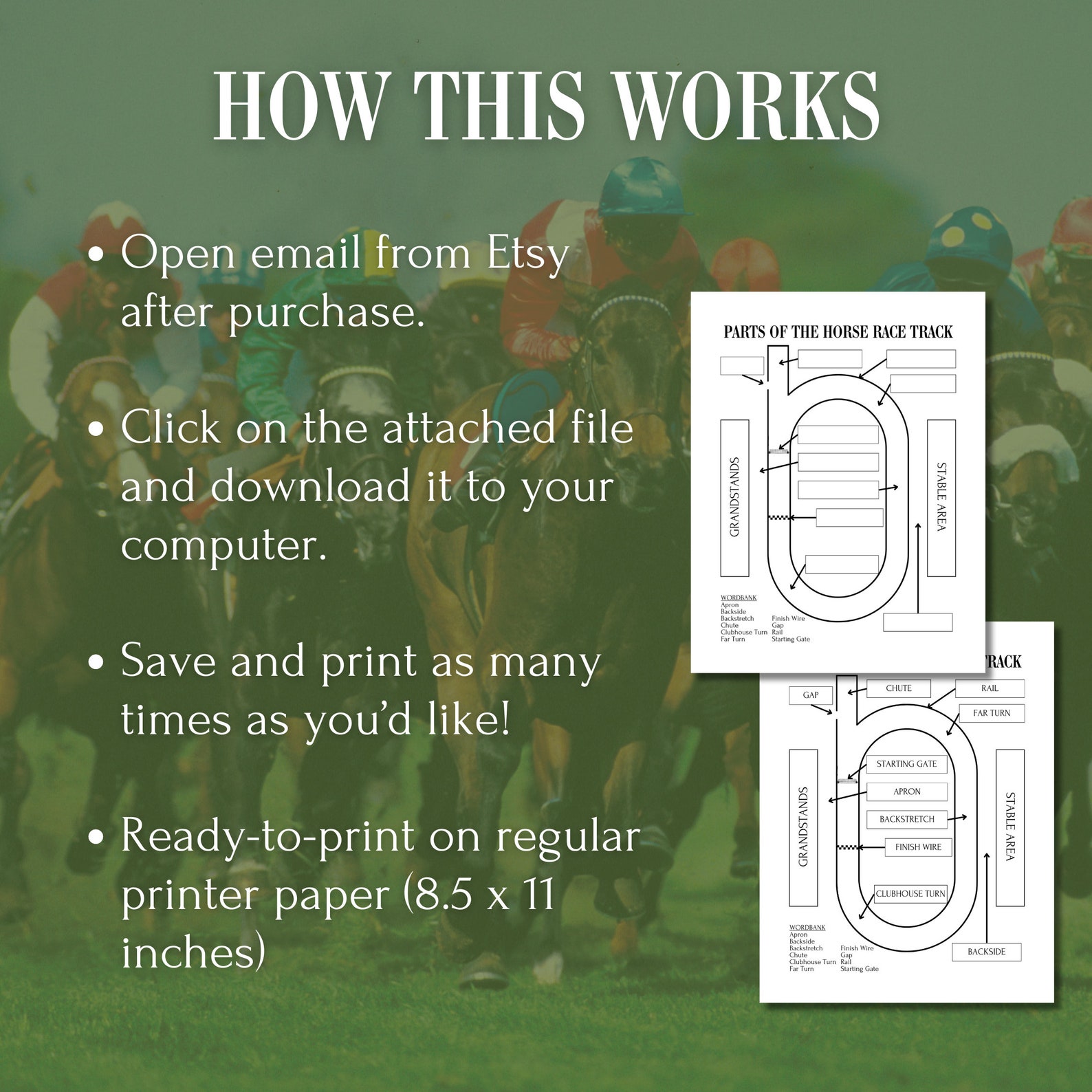 Horse Racing Track Diagram | Label the Parts Worksheet (digital ...