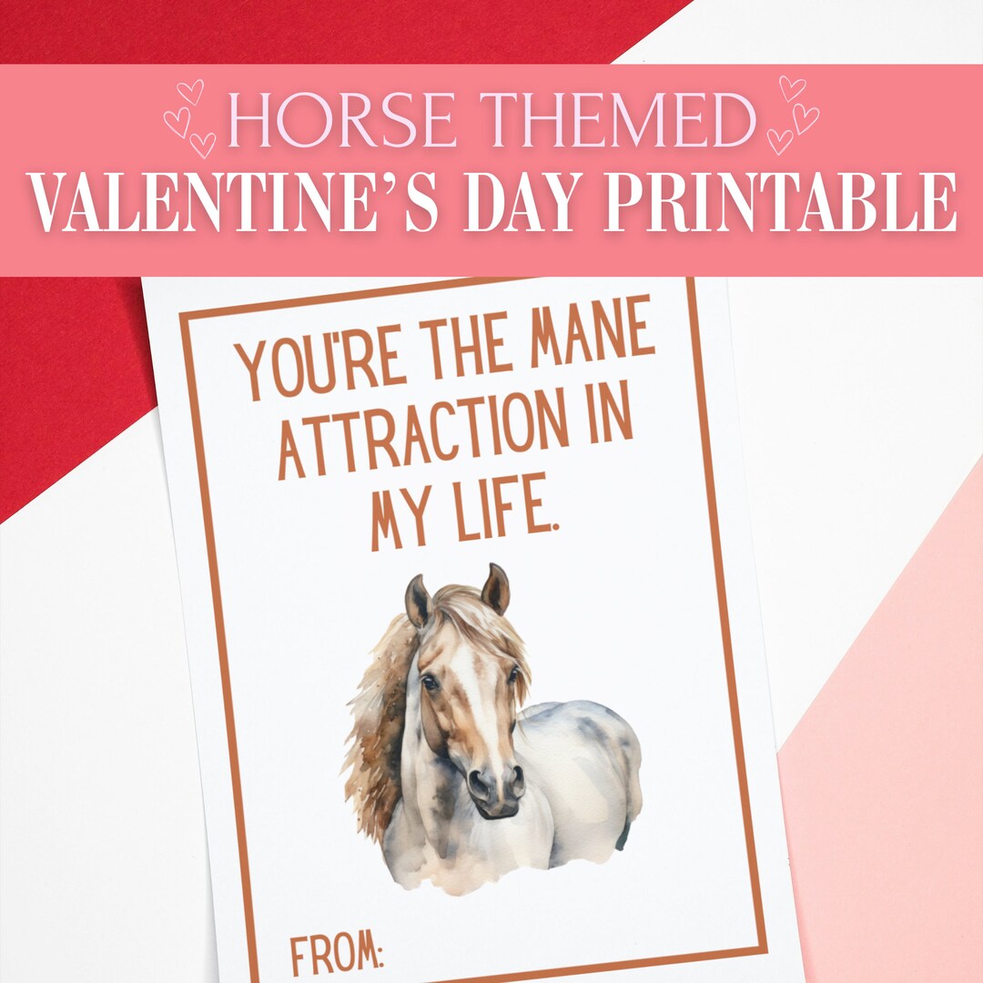 Horsey Valentine's Day Printable | Horse Girl Valentine Card | Kid's ...