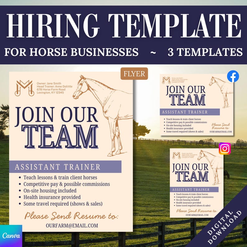Flyer Template Equestrian Business | Equine Industry Digital Download ...