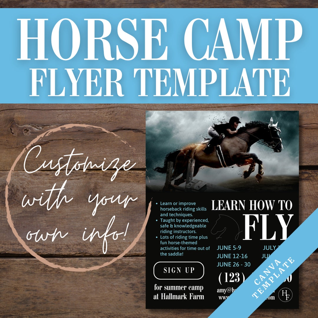 Horse Camp Canva Flyer Templates | Summer Camp Ad | Equestrian ...