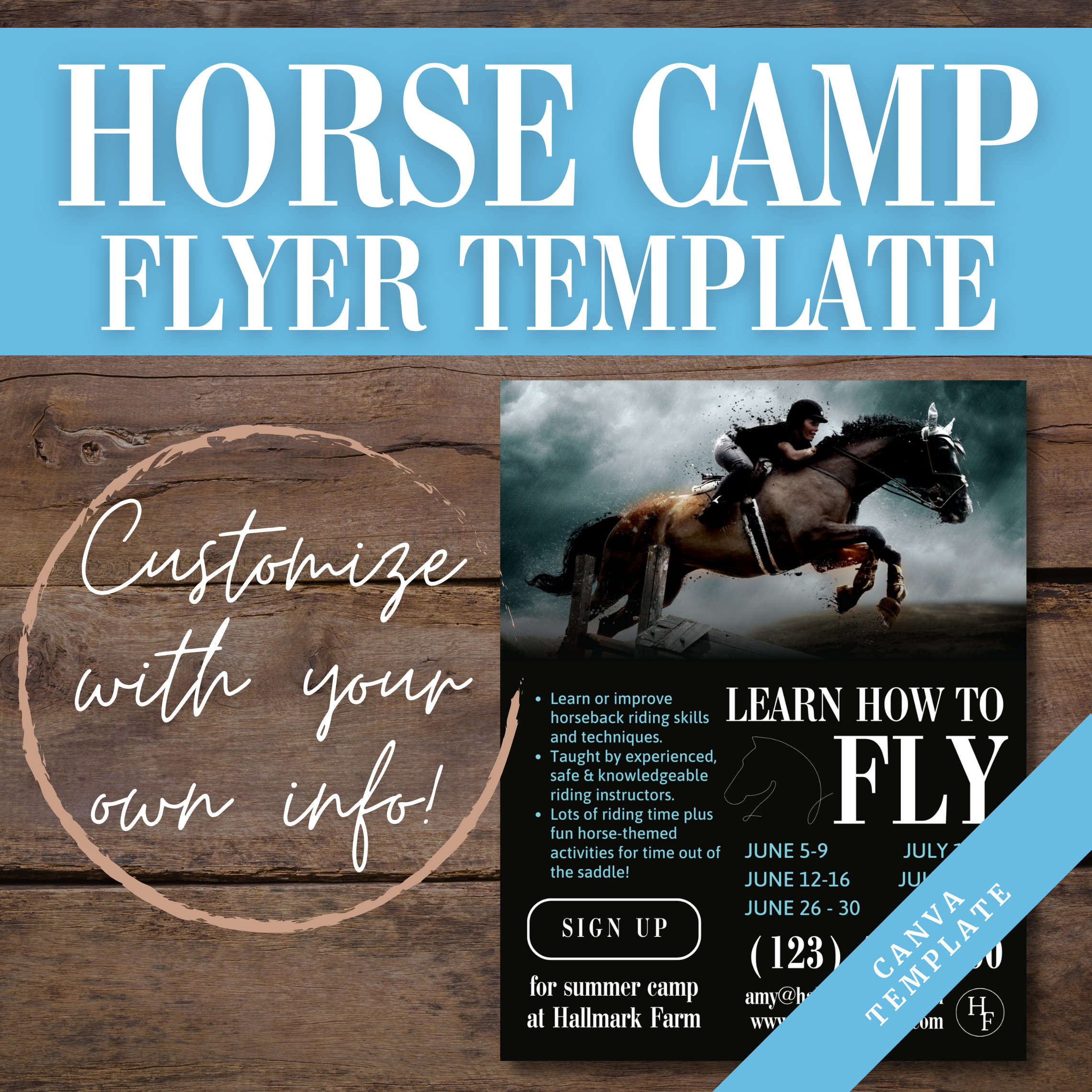 Horse Camp Canva Flyer Templates | Summer Camp Ad | Equestrian ...