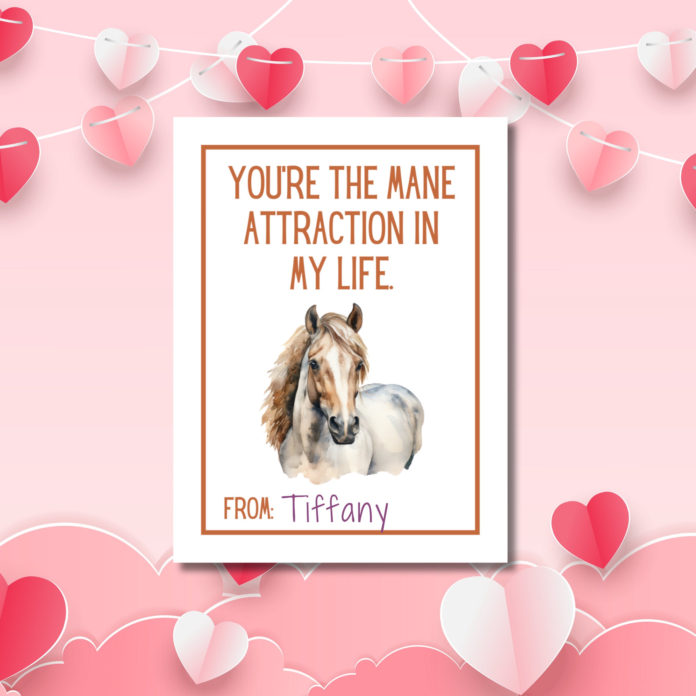 Horsey Valentine's Day Printable | Horse Girl Valentine Card | Kid's ...