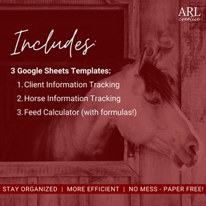 Horse Farm Management Spreadsheet | Barn or Stable Organization ...