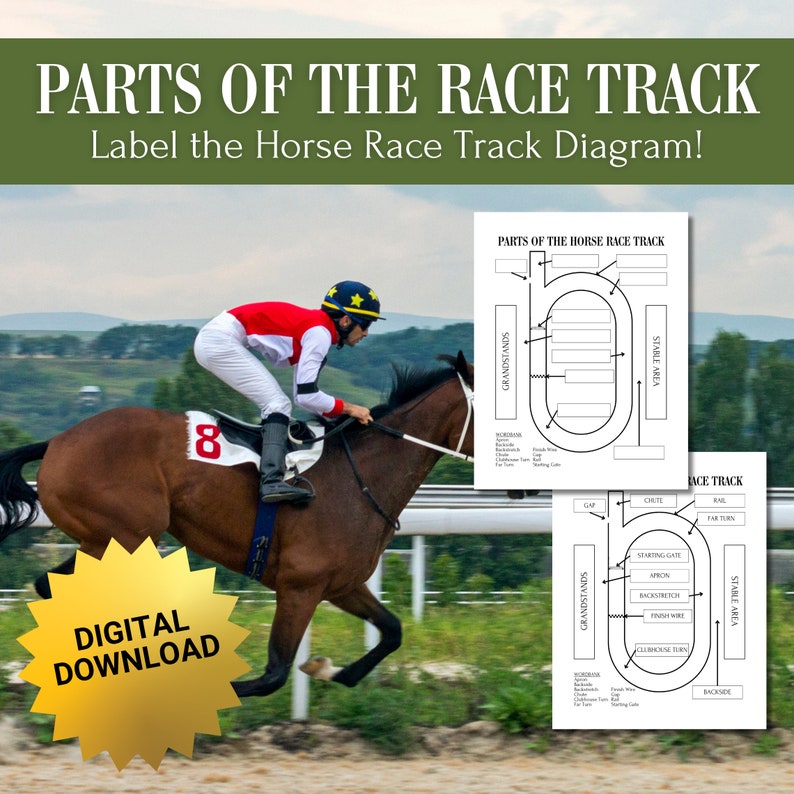 Horse Racing Track Diagram | Label the Parts Worksheet (digital ...