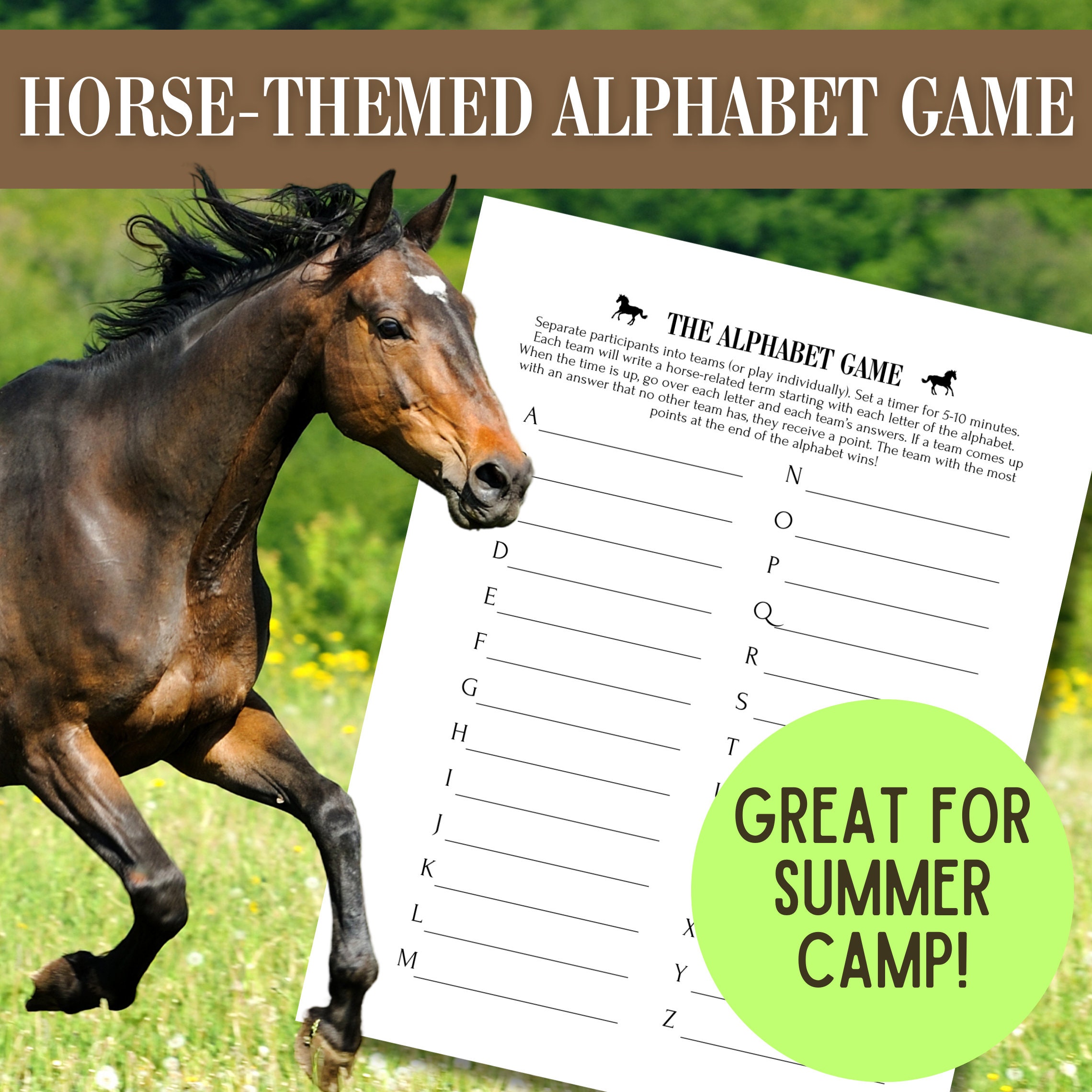 Horse-themed Game | Alphabet Educational Equine Activity | Horse Camp ...