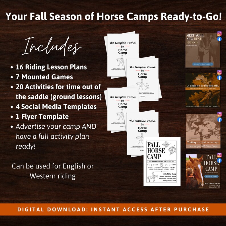 Horse Camp Activity Worksheets Fall Autumn Thanksgiving Break ...
