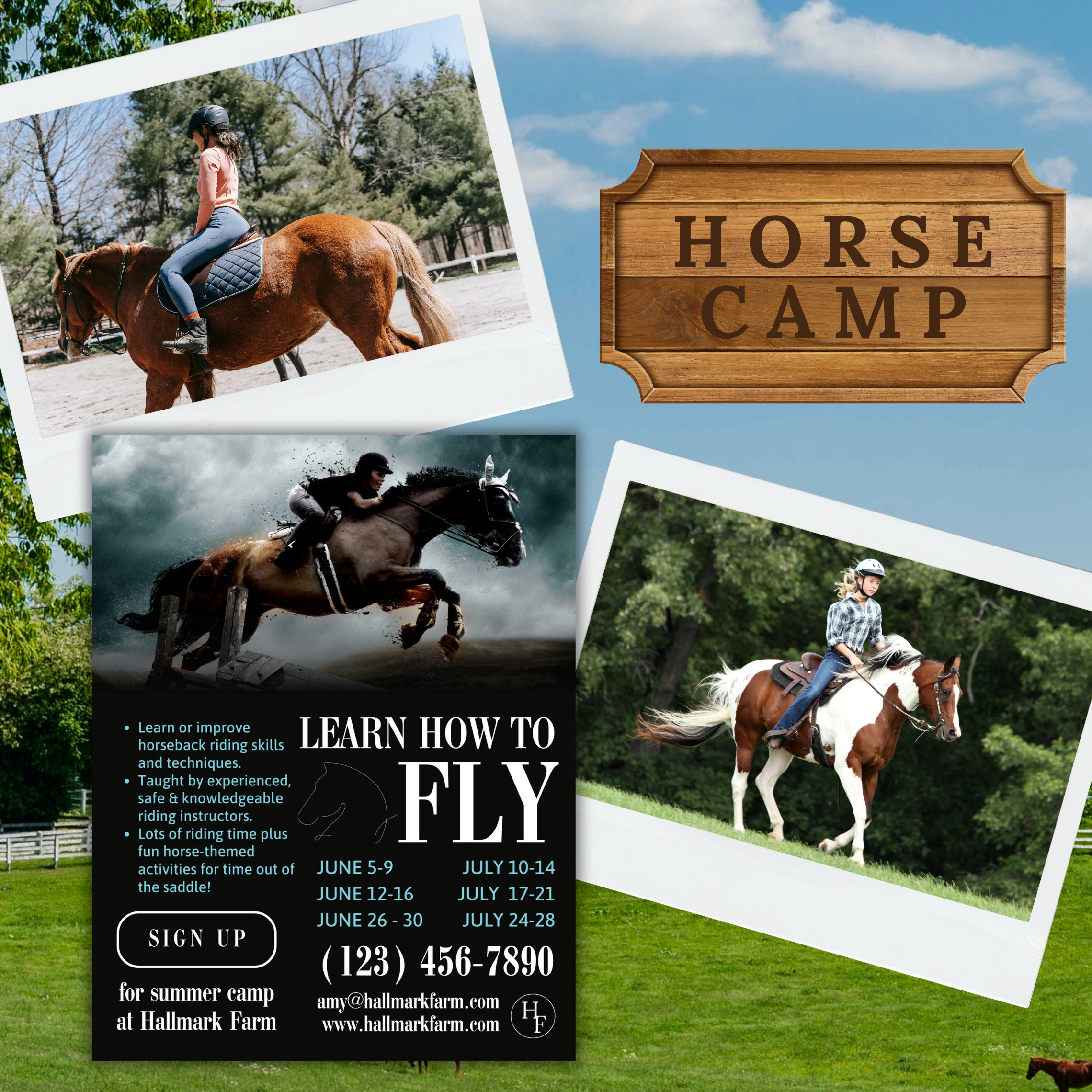 Horse Camp Canva Flyer Templates | Summer Camp Ad | Equestrian ...