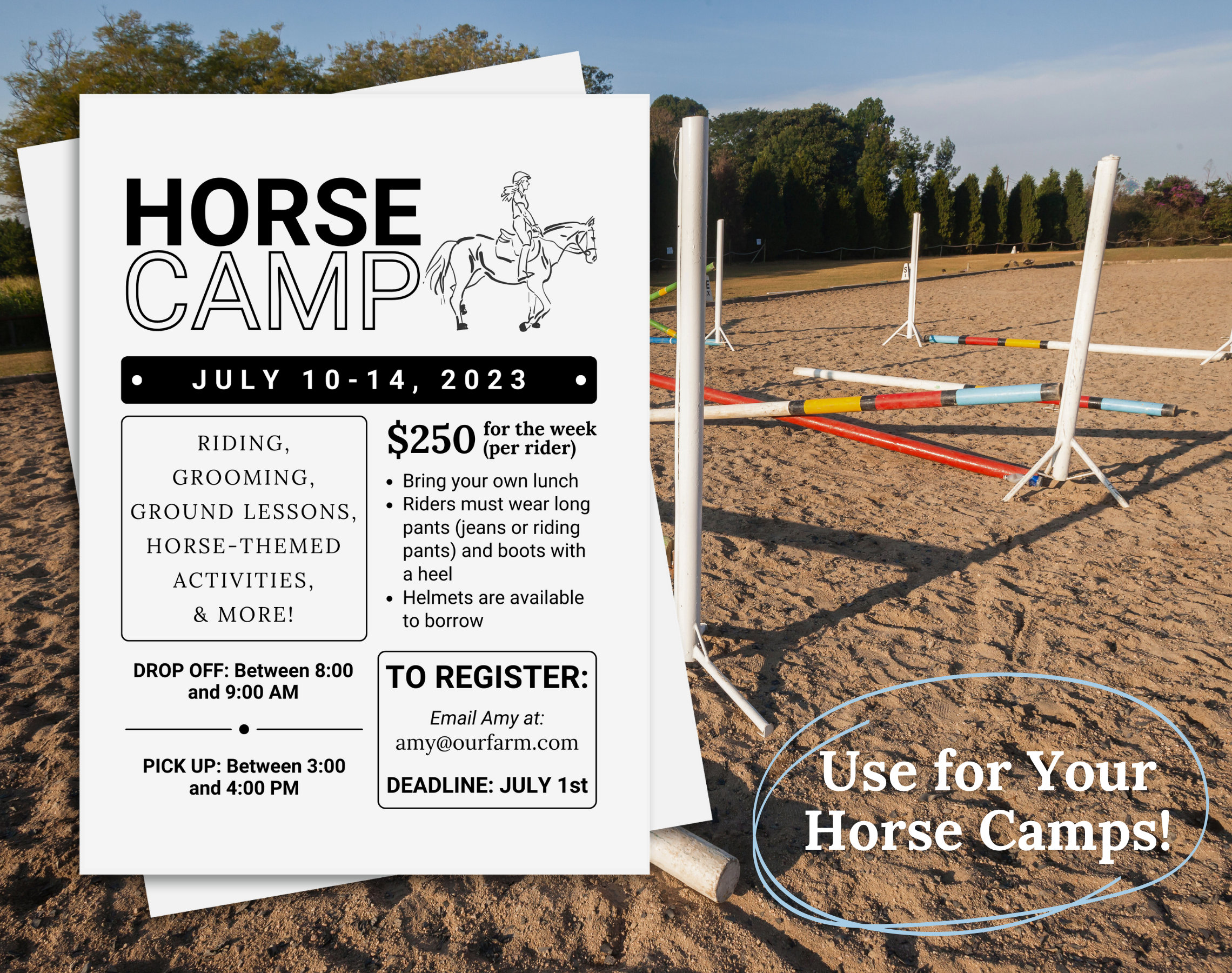 Horse Camp Flyer Template | Canva Flyer Template | Summer Camp Flyer ...