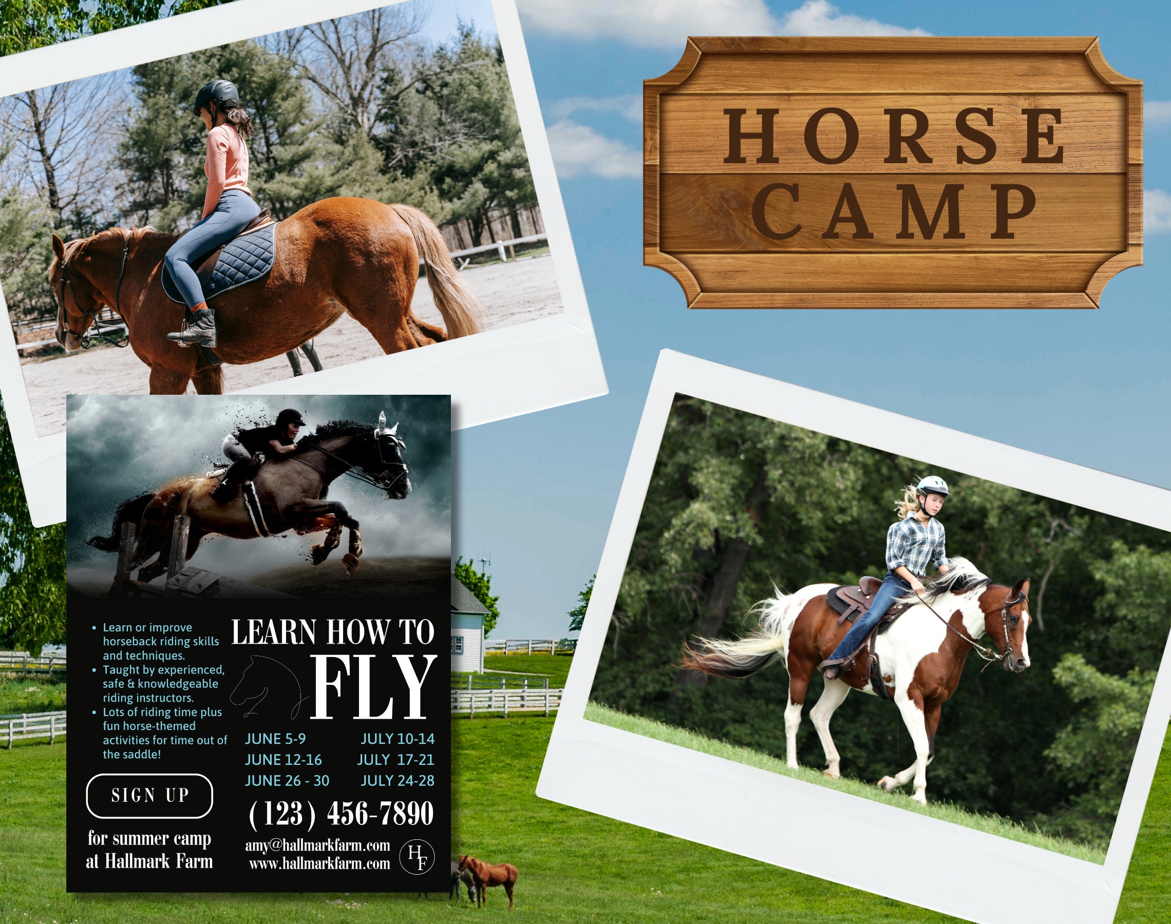 Horse Camp Flyer Template | Canva Flyer Template | Summer Camp Flyer ...