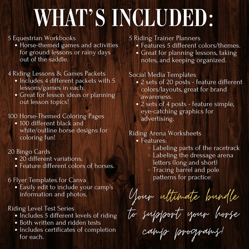 BIG Horse Camp Bundle: Activities, Games, Lesson Plans, Social Media ...