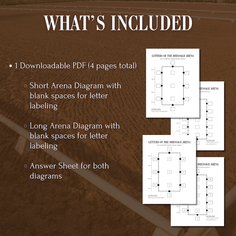 Dressage Arena Diagrams | Letters Labeling Worksheet (PDF) - Etsy