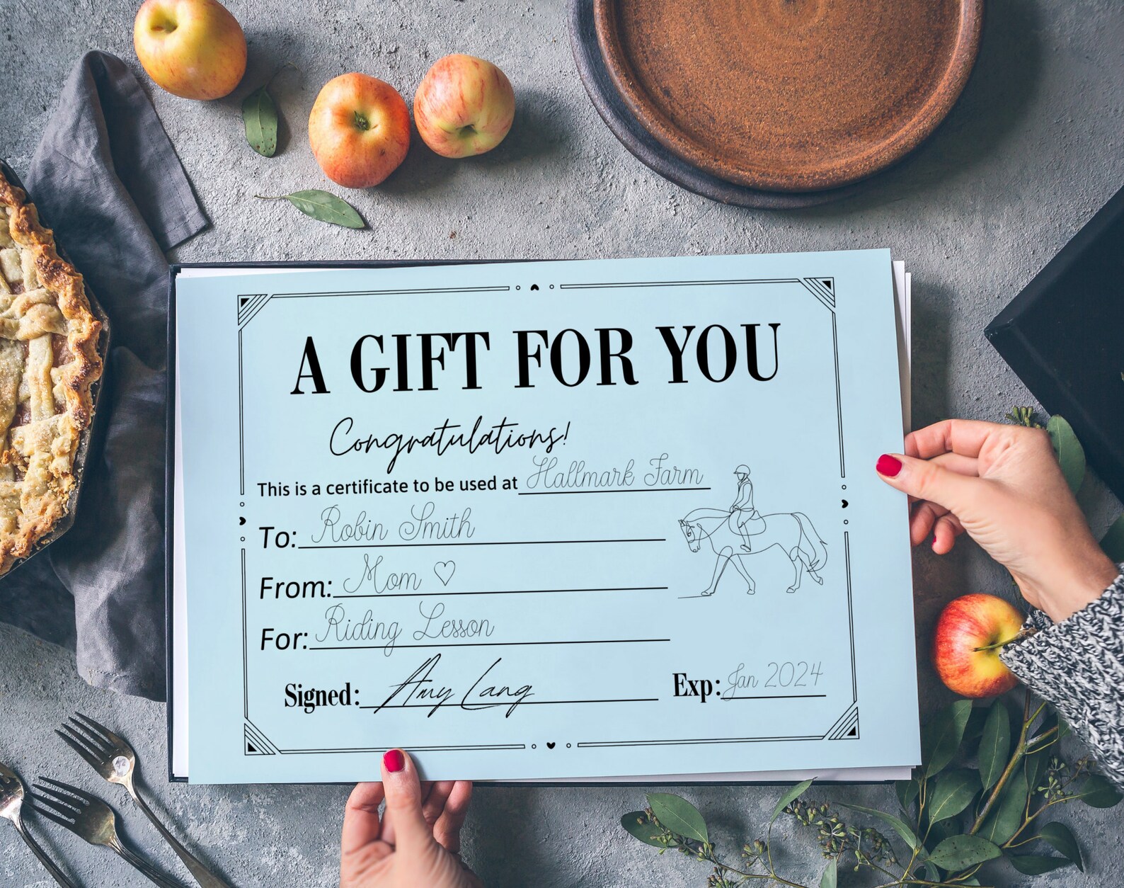 Horseback Riding Gift Certificate | Horse Lessons Gift Voucher ...