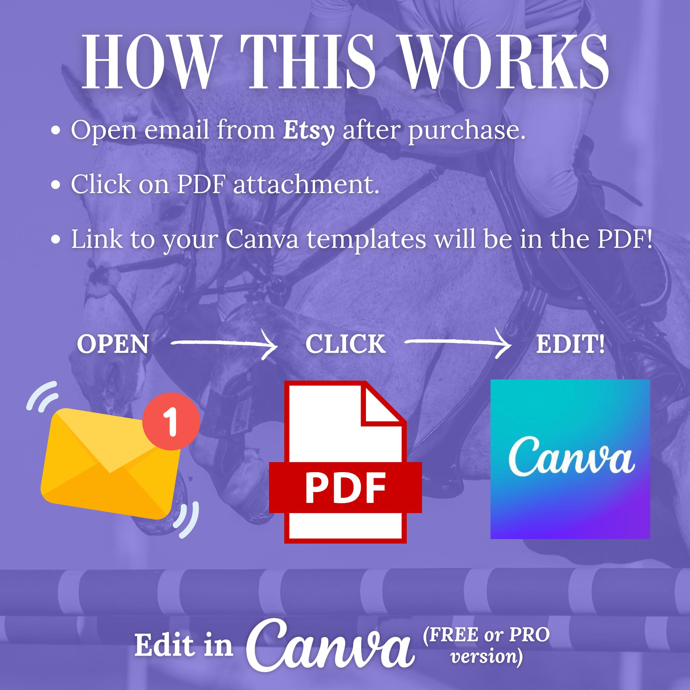 Horse Show Prize List Template | Equestrian Event Entry Form (canva) - Etsy