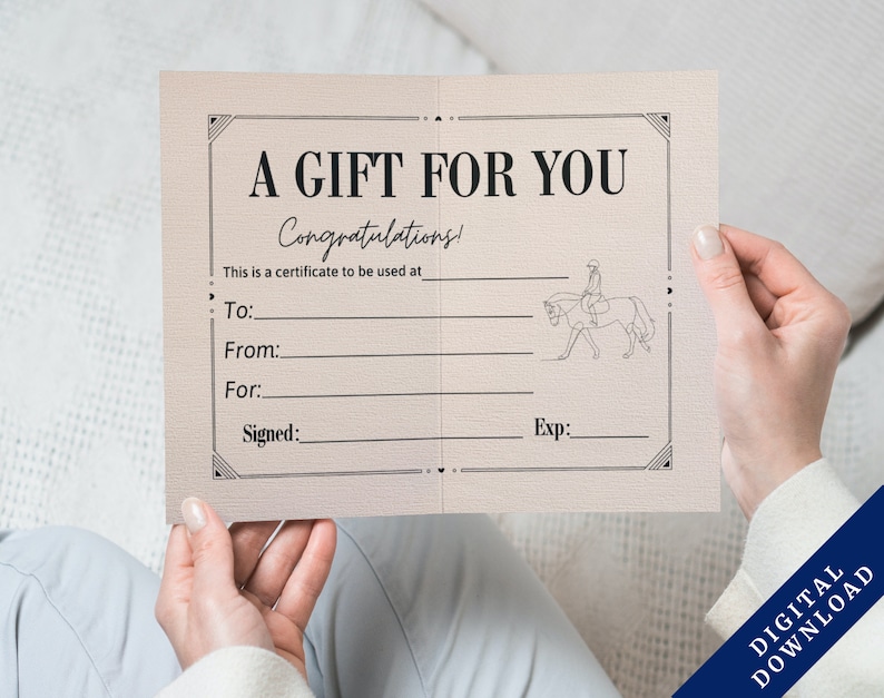 Horseback Riding Gift Certificate | Horse Lessons Gift Voucher ...