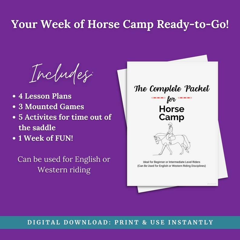 Complete Horse Camp Lessons and Activities Packet | Horseback Riding ...