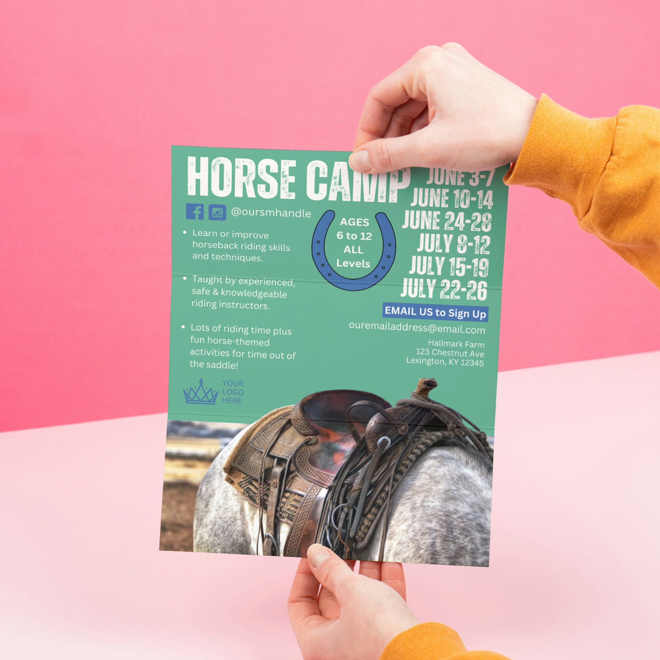 Horse Camp Flyer Template | Canva Flyer Template | Summer Camp Flyer ...