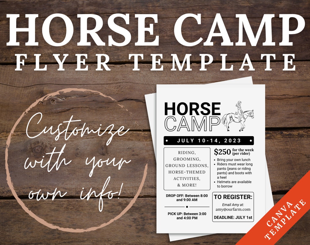 Horse Camp Flyer Template | Canva Flyer Template | Summer Camp Flyer ...