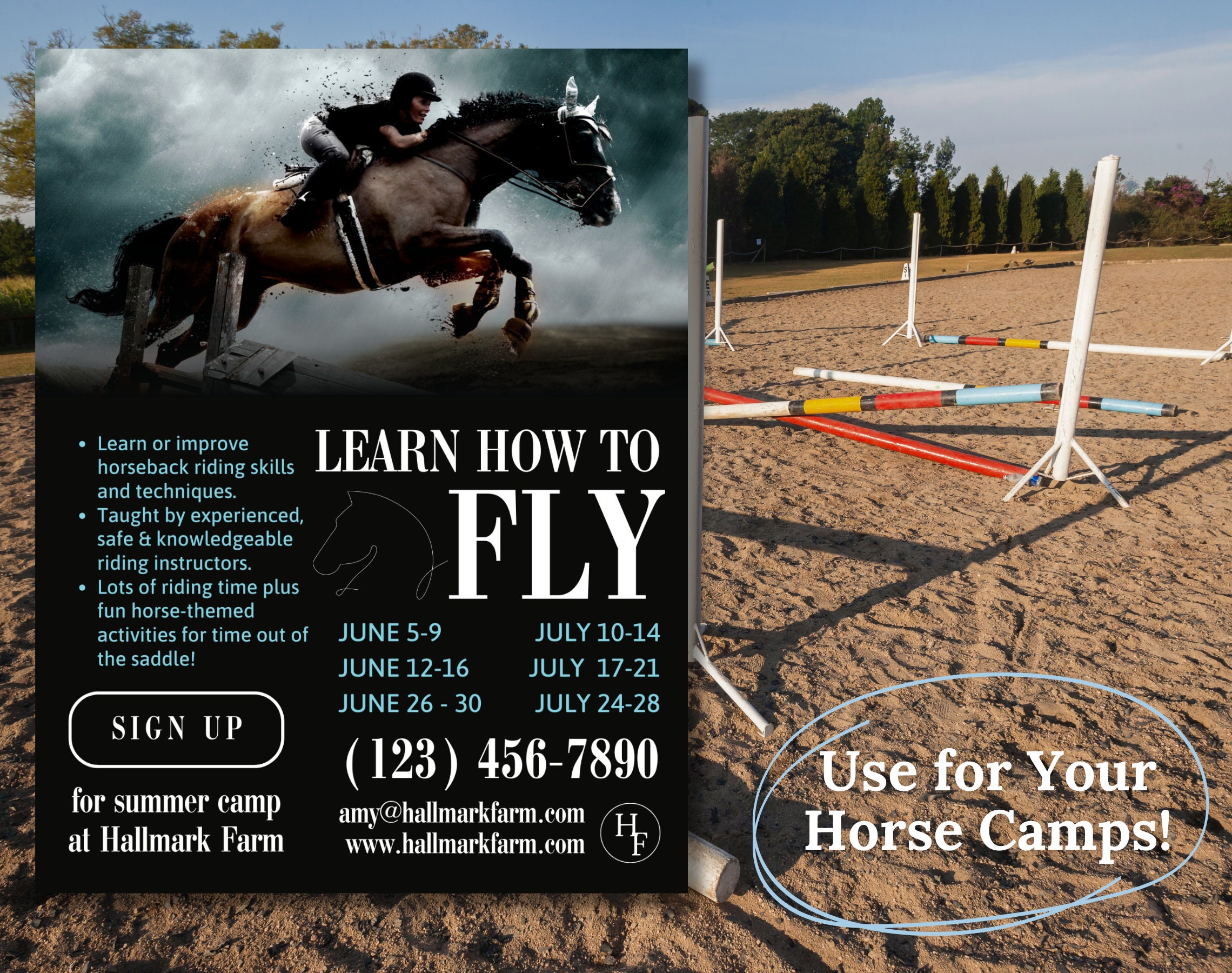 Horse Camp Flyer Template | Canva Flyer Template | Summer Camp Flyer ...