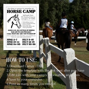 Horse Camp Flyer Template | Canva Flyer Template | Summer Camp Flyer ...